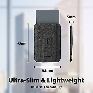 ergomi Ares MagSafe Wallet Stand for iPhone 14/13/12 Series, Ultra Slim 2 in 1 Magnetic Phone Stand with Card Holder & Finger Grip, Detachable & Adjustable with Portrait/Landscape Viewing Mode, Black