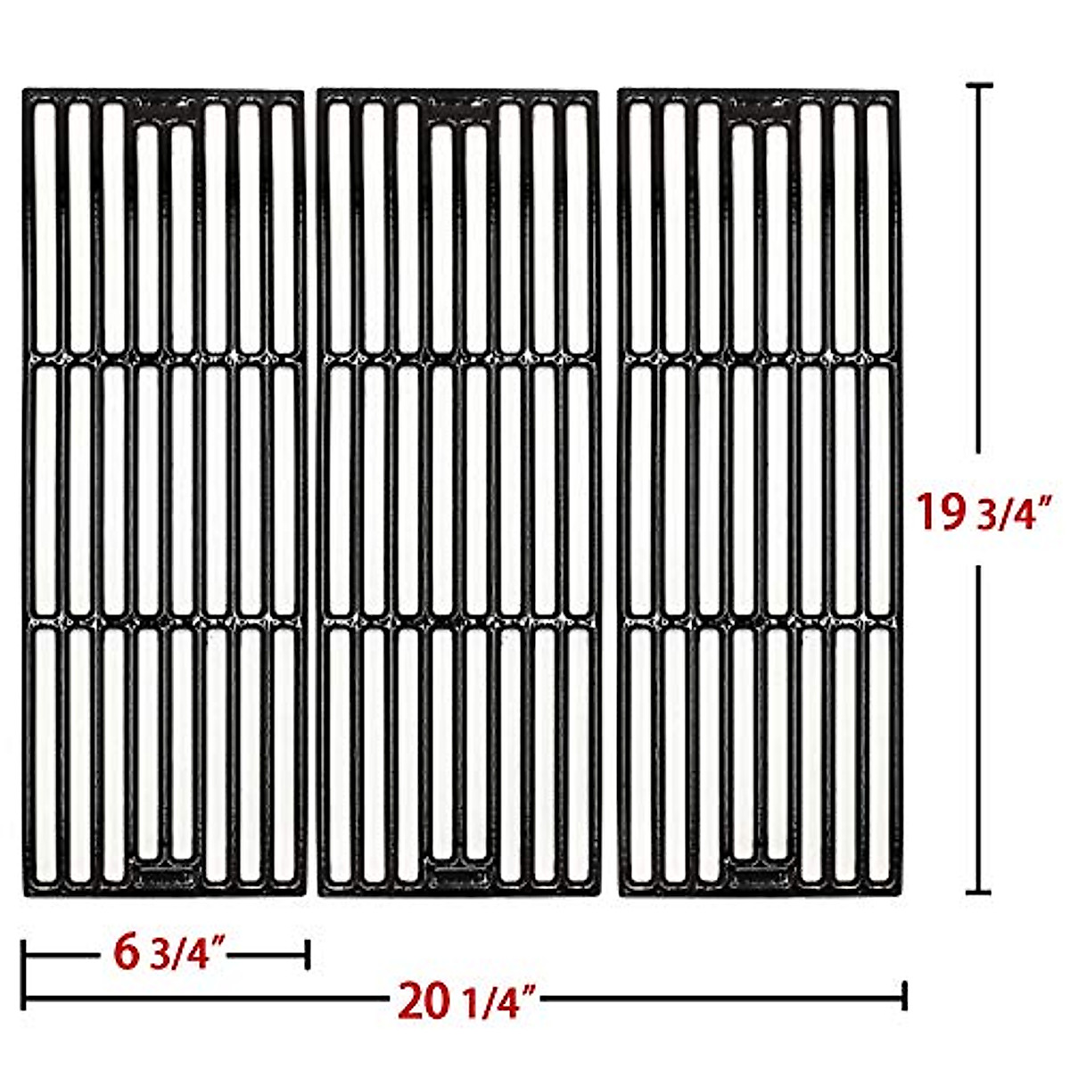 Hongso Grill Parts for Chargriller 5050, 3001, 3008, 3030, 4000, 2121, King Griller 3008 5252, Grill Grates and Heat Plates Included, Set of 3