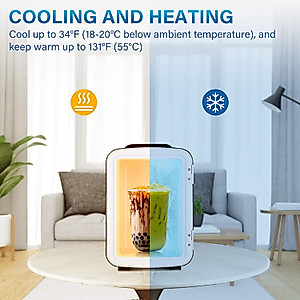 HealSmart Portable Mini Fridge, 4 Liter 6 Can Cooler and Warmer Compact Refrigerators 100% Freon-Free & Eco Friendly for Drinks, Food, Medications, 4L, Black