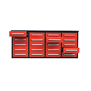 TTBKA Product Dimensions：87"x23"x39", 7' Garage Storage Cabinets with Workbench 20 Drawers High Capacity, All Welded Steel, 3 Rail Sliding, Heavy-Duty Double Slides on Large Drawers