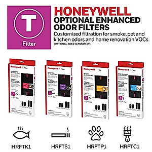 Honeywell HPA080 InSight HEPA Air Purifier with Air Quality Indicator and Auto Mode, Allergen Reducer for Medium Rooms (100 sq ft), Black - Wildfire/Smoke, Pollen, Pet Dander & Dust Air Purifier