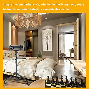 VIVEMCE Projector Stand Tripod on Wheels,Projector Tripod Stand Adjustable Height 29 to 52 Inch,with Removable Mouse Tray and Phone Holder,Portable Laptop Tripod Stand