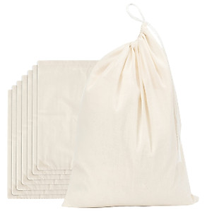 FOCCIUP 10 Pcs 8x10 Inches Reusable Muslin Bags with Drawstrings Cotton Sachet Bags for Jewelry Party Favors