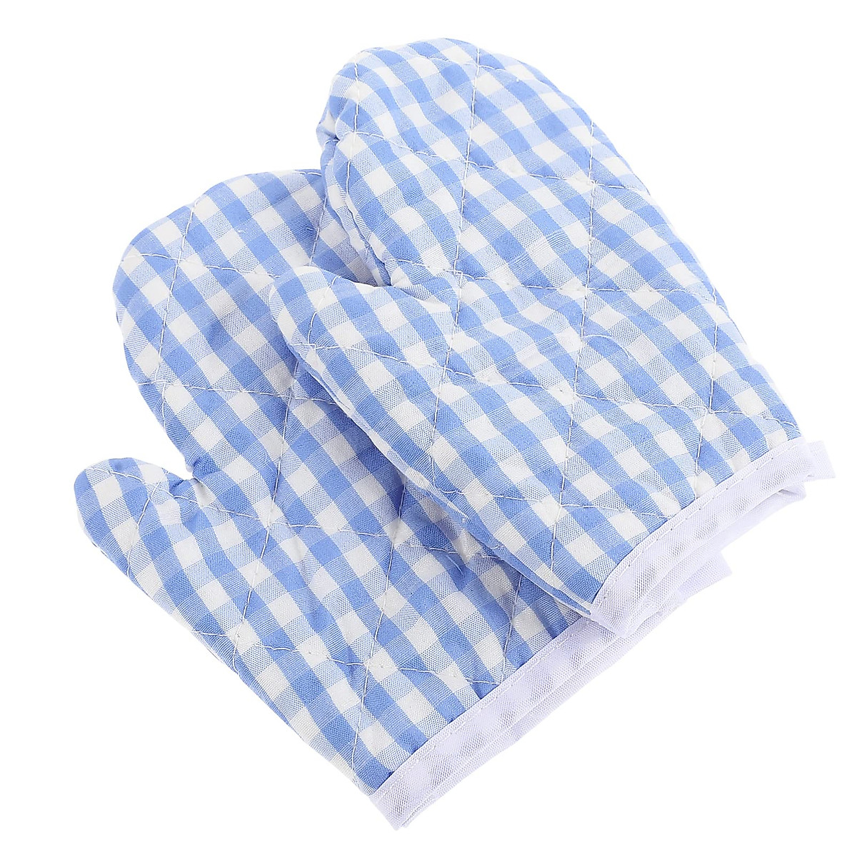 cabilock Oven Mitts Glove Heat Insulation Mitts Red Grid Kitchen Microwave Oven Gloves Mitts Anti-scald Baking Gloves for Children Adult Cooking Gloves, 1 Pair, 7x4.7 inch (Sky-blue)