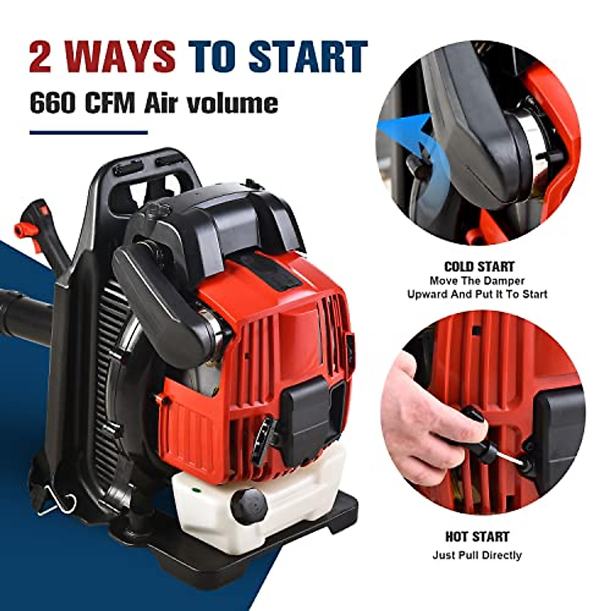 TPKOWE Backpack Leaf Blower, 76cc 4-Stroke Engine Portable Powerful Blowing and Low Fuel Consumption Gas Powered Leaf Blower, Cordless 76cc Blower for Yard, Garden, Lawn Care and Street Cleaning