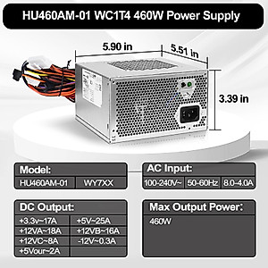 LXun Upgrad HU460AM-01 WC1T4 D460AM-03 460W Power Supply Compatible with Dell XPS 8930 8920 8910 8900 8700 8300 Alien-Ware Aurora R5 Replacs DPS-460DB-15 AC460AM-01 WY7XX L350AM-00 AC460AD-00 PSU