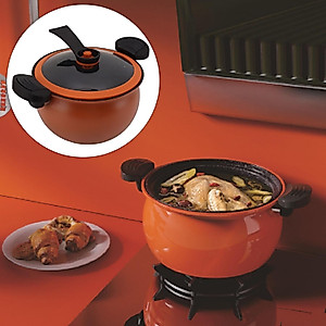 Non Stick Pressure Cooker,Thickened and Durable Medical Stone Soup Pot 8L Large Capacity Micro Pressure Cooker with Transparent Glass Lid (Orange)