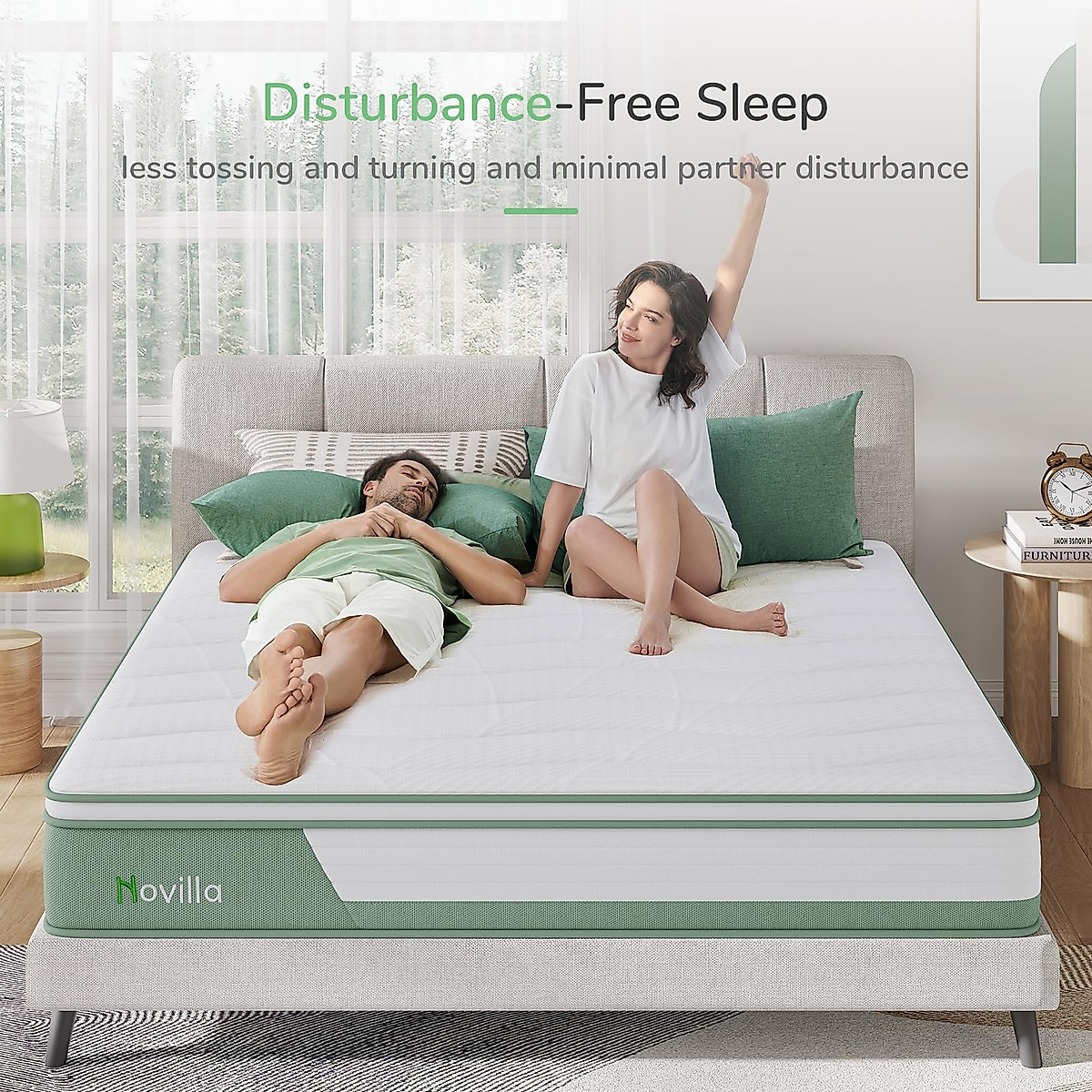 Novilla Mattress King, 12 Inch 5-Zone Hybrid Mattress with Gel Memory Foam for Pressure Relief & Cool Night, Midume Firm King Bed Mattress in A Box