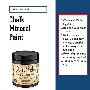 Dixie Belle Paint Company Chalk Finish Furniture Paint | Midnight Sky (8oz) | Matte Blue Black Chic Chalk Mineral Paint | DIY Furniture Paint | Made in the USA