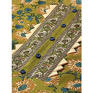 Yash Gallery Printed Yoke Design Cotton Anarkali Kurta for Women Indian Style Green