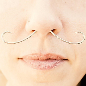 Black PVD Over 316L Surgical Steel Septum Mustache Nose Ring 16G Septum Piercing Jewelry