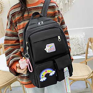 HAN YUAN Kawaii Backpack set 4Pcs Aesthetic School Bags cute backpack set for Girls Teen Back to School