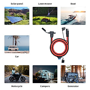 GODPEE 10AWG 3.3FT Power Socket Sidewall Port, Weatherproof SAE Weatherproof Quick Connect Plug for Solar Generator Battery Charger, with 5 Fuses, for Solar & Wind Power Parts & Accessories