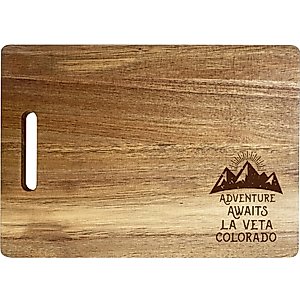 La Veta Colorado Camping Souvenir Engraved Wooden Cutting Board 14" x 10" Acacia Wood Adventure Awaits Design
