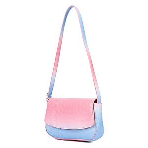 Olivia Miller Women's Fashion Aimee Ombre Bright Rainbow Faux Crocodile Leather Shoulder Bag w Adjustable Strap, Casual Trendy 90s Y2K Retro Evening Purse Handbag