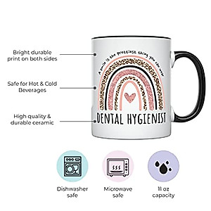 YouNique Dental Hygienists Mug, 11 Ounces, Registered Dental Hygienist Cup for Women, Dental Hygiene Coffee Mug (Black Handle)