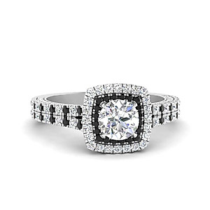 55Carat Double Band Square Halo Diamond Ring Sterling Silver Natural Black Onyx Round Shape Black Color Halo Engagement Rings Prong Setting in Size 7 Party Wear Daily Wear Ornament