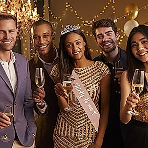 Semato 30th Birthday Sash & Rhinestone Tiara Kit- Happy 30th Birthday Gifts for Her 30th Birthday Decorations for Women (rose gold)