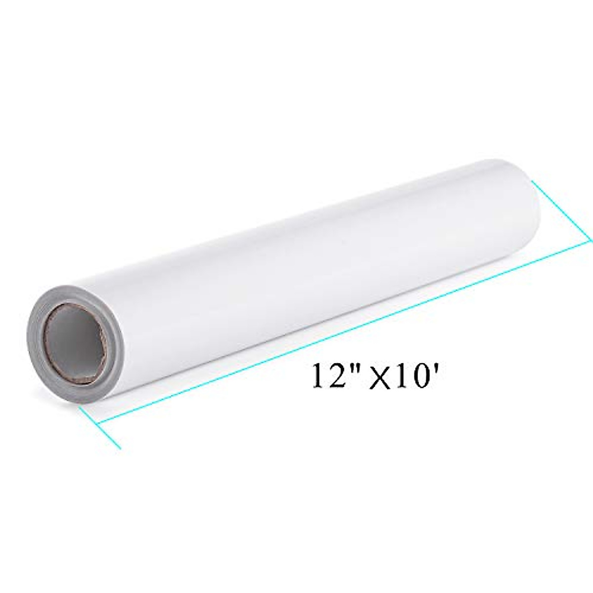 PU HTV 12" x 10' Heat Transfer Vinyl Rolls, Iron on Heat Press Easy to Cut & Weed for DIY Design T-Shirt(White）