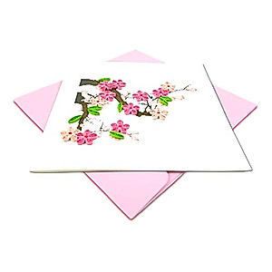 Cherry Blossom Quilling Greeting Card, 6x6" with Envelope. Any Occasion. Blank Inside. Hand-made. Suitable for Framing.