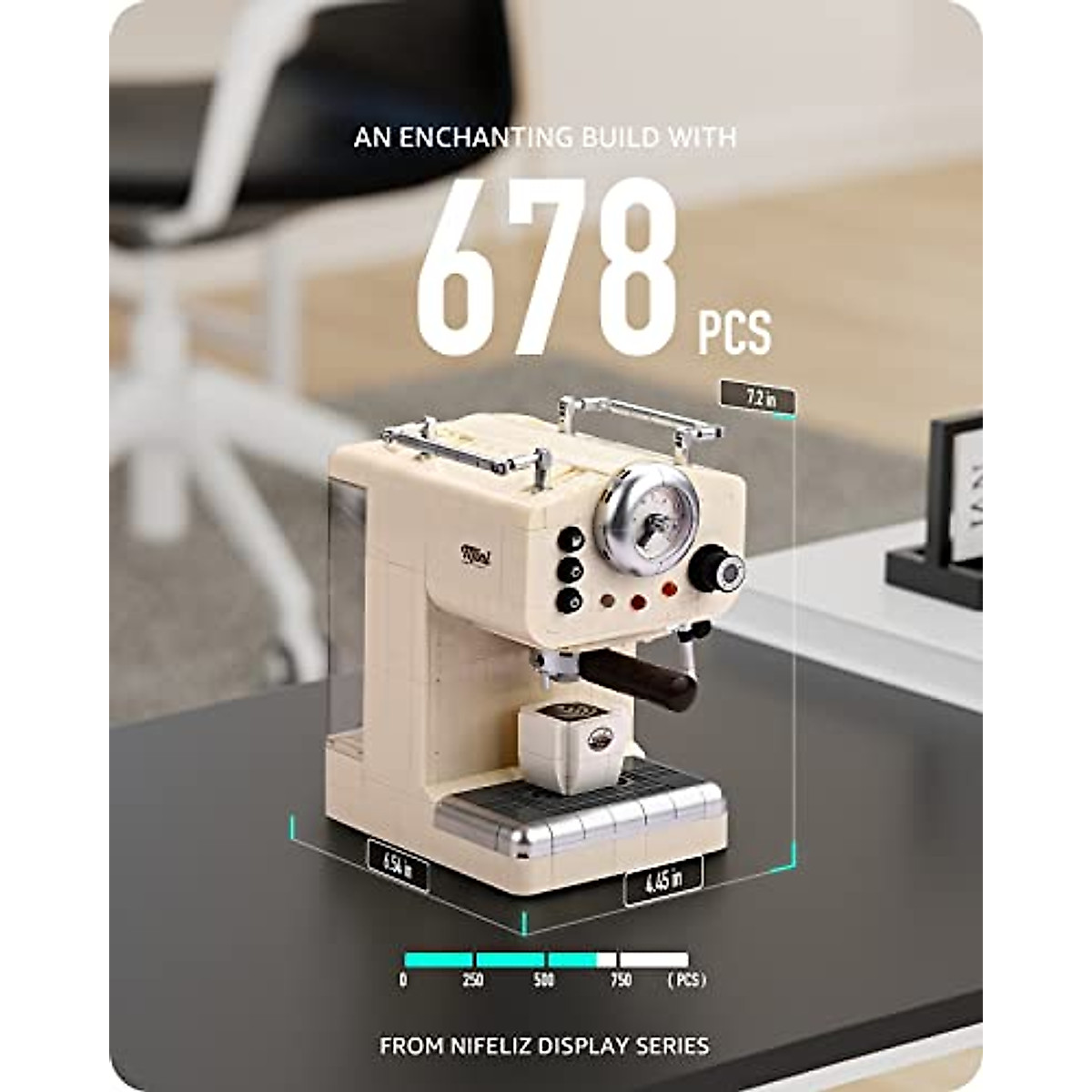 Nifeliz Semi-Automatic Espresso Machine, Retro Coffee Machine Building Block Kit, Collectible Display Model Set and Toy as Ideas for Adults (678 Pieces)