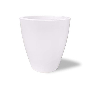 Elly Décor 12 inch Garden Planter Pot with Drainage, Large Round Modern, Lightweight & Extremely Durable | for Patio Deck Indoor Outdoor Flower | 12" x 12" White