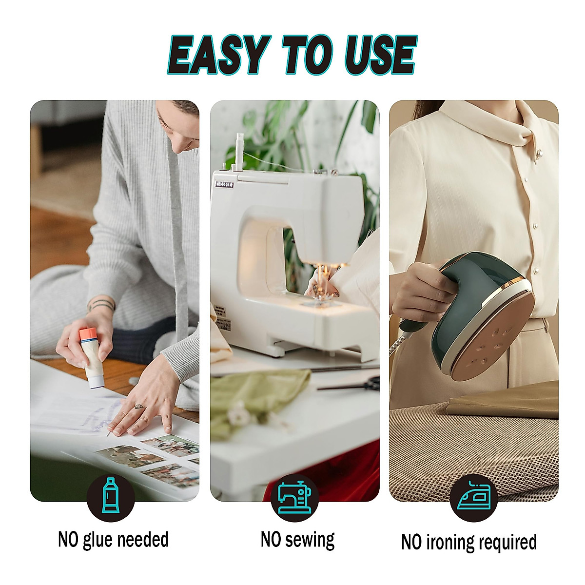 Breliter Double-Sided Sticky Fabric Tape - Adhesive Cloth Tape Press-on Tape, No Sewing or Ironing, Gluing, Alterations and Hemming Tape - 1/4inch Wide 165FT Long