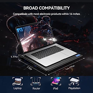 TECKNET Laptop Cooling Pad, 12"-15.6" Laptop Cooler, Gaming Cooling Pad Stand, Wind Speed Adjustable, 2 USB Powered Fans Cooling Pad for Laptop Within 16 Inch (Blue)