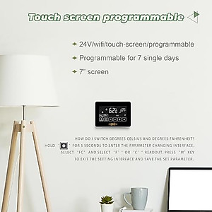 Universal Thermostat WiFi Touch-Screen Programmable, 7 Single Day, 7 Inch Screen, 24V Hardwire, Air Conditioner Remote ControI Mobile Phone Control, Android and iOS Compatible and HVAC System