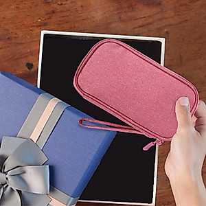 Tildaks Travel Electronic Organizer Pouch Bag, 3 Compartments Portable Electronic Phone Accessories Storage Multifunctional Case for Cable, Cord, Charger, Hard Drive, Earphone(Pink)