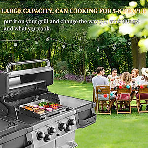 Griddle For Gas Grill,Flat Top Grill With Removable Grease Tray,24 * 16in Stainless Steel Nonstick Griddle Grill,Universal Griddle With Retractable Stand Accommodates Different Size Of Grill