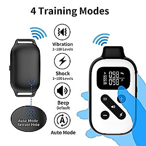 PetJoy Shock Collar for Large Dogs, Bark Collar with Remote and Automatic Mode, Dog Training Collar with Beep, Vibration and Shock, Waterproof Electric Dog Reflective Collars