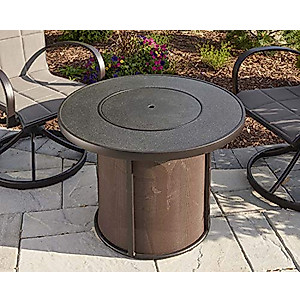 The Outdoor Greatroom Company Brown Stonefire Round Gas Fire Pit Table - Modern Outdoor Fire Pit for Patio - 55,000 BTUs