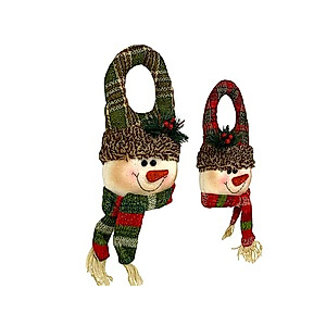 S/2 Snowmen Door Knob Wall Room Hangers Soft Plush Fabric Christmas Winter Holiday Decorations Home Business (Snowmen Hangers)
