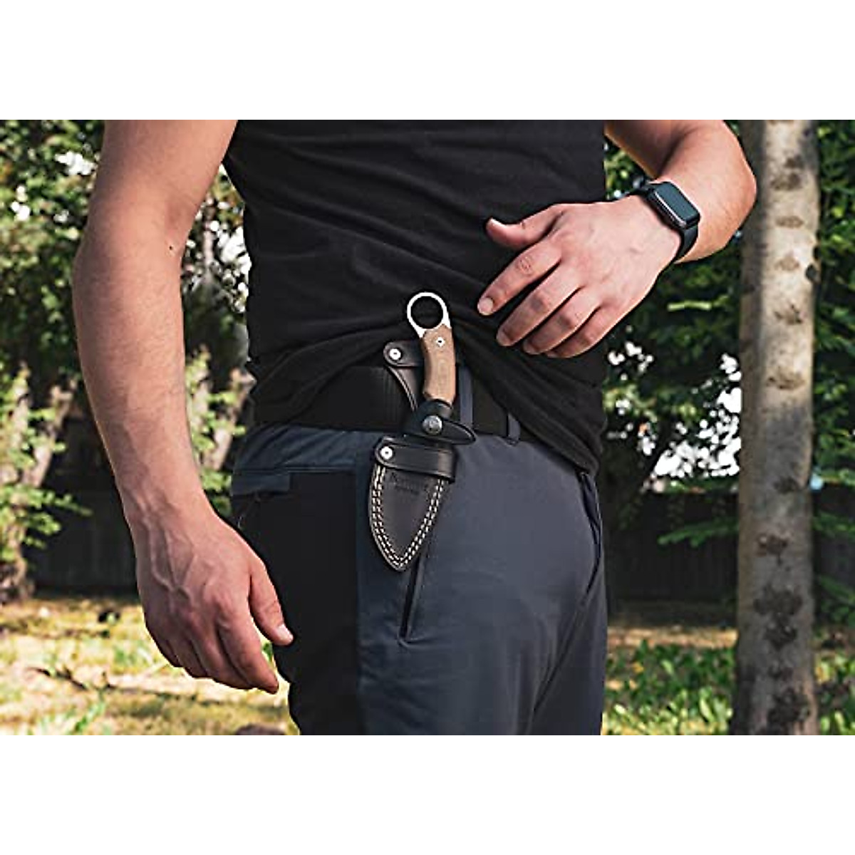 LionSTEEL H2 Karambit Style Fixed Blade EDC Hunting Hiking and Outdoor Knife, G10 and Micarta Handles, M390 Super Steel, Leather Sheath Included, Black G10