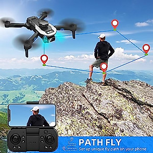 Drone with Camera for Adults and Kids, 8K HD FPV Camera Drone with Carrying Case, Foldable Drone Remote Control Toys Gifts for Boys Girls with 2 Batteries, One Key Start, Headless Mode, Speed Adjustment, 3D Flips