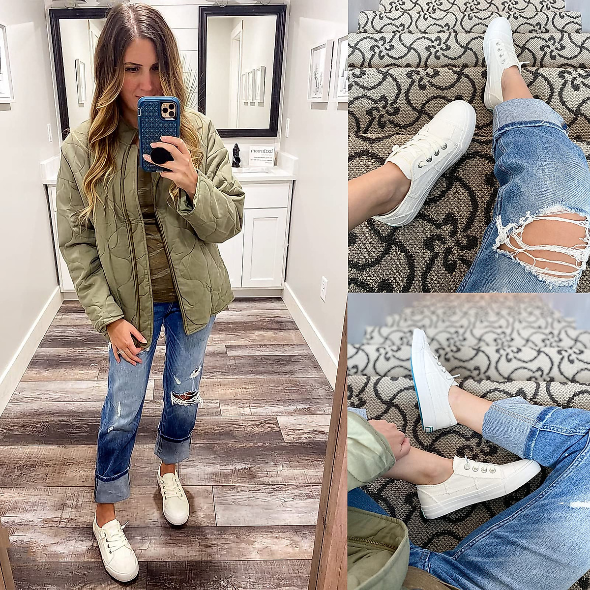 JENN ARDOR Fashion Slip On Sneakers for Women Classic Low Top Canvas Shoes No-tie Adjustable Lace Up Flats Women Summer Shoes Breathable Comfortable Casual Sneakers for Women Walking