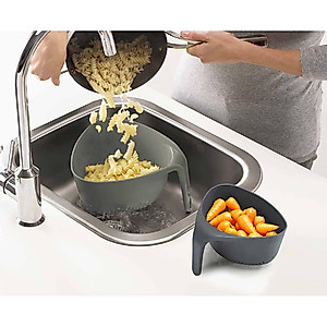 Joseph Joseph Nest Colanders Stackable Set with Easy-Pour Corners and Vertical Handle, 2-piece, Gray