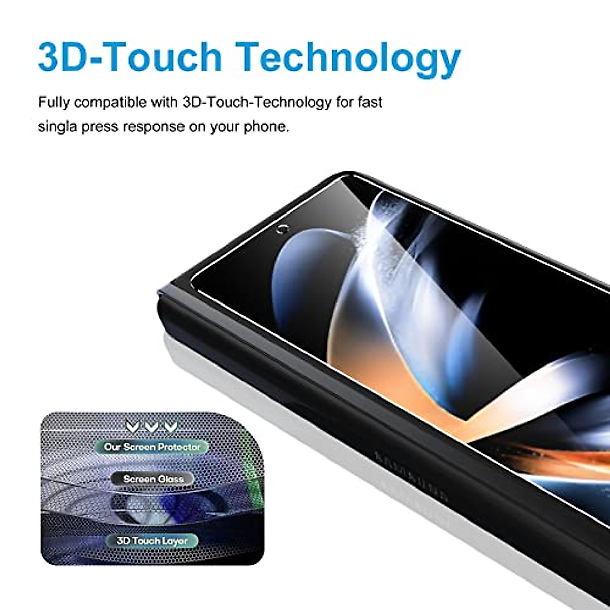 LYWHL [2-Pack for Samsung Galaxy Z Fold 4 Screen Protector, HD Clear Tempered Glass Protector Film for Galaxy Z Fold 4 5G 6.2 Inch, Anti Scratch Bubble Free Case Friendly Easy Install - Transparent