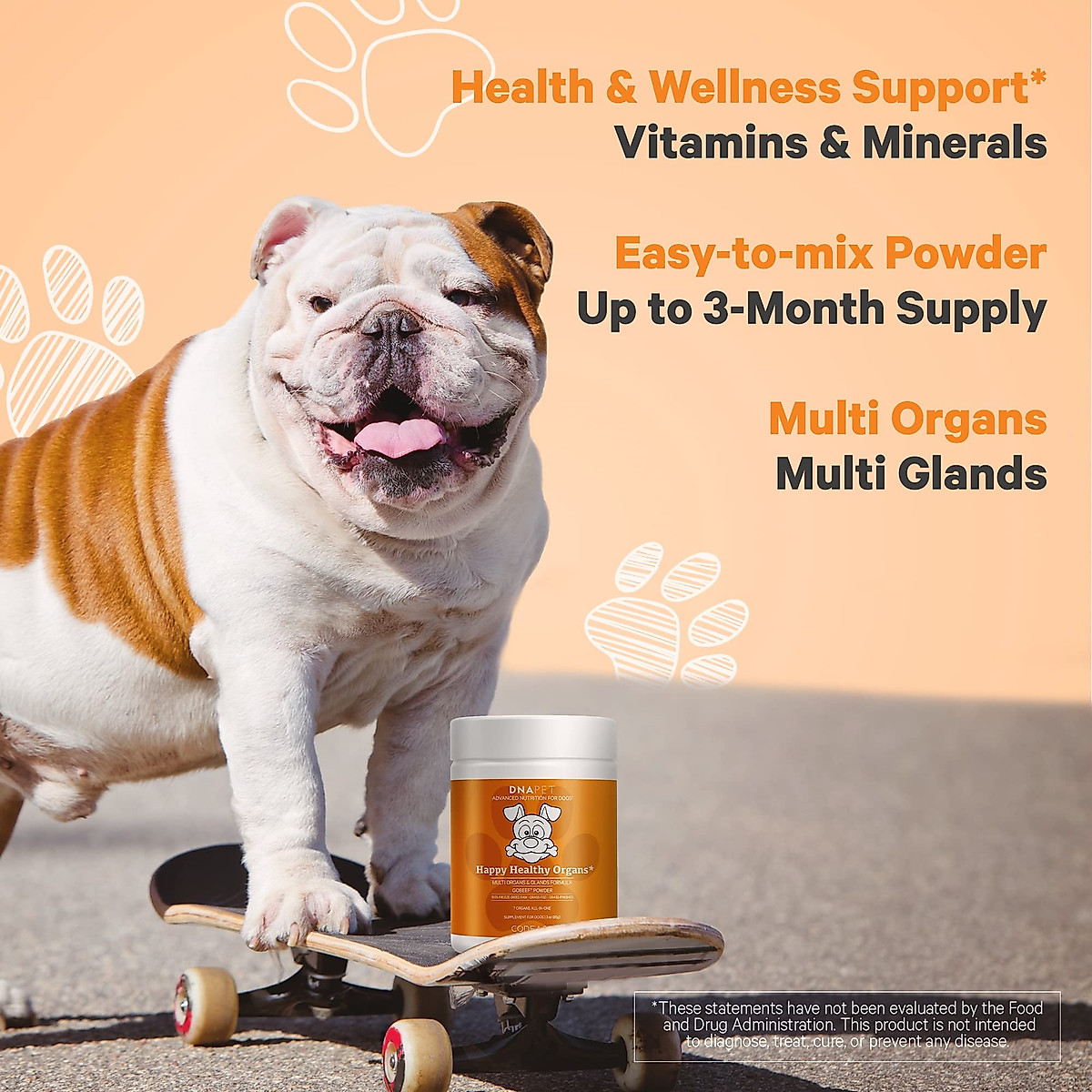 DNA PET Happy Healthy Organs & Glands Supplement for Dogs, Freeze-Dried Raw Grass-Fed Beef Liver Heart Kidney Spleen Pancreas Bone Marrow, Bovine Thymus Multi Organ Powder, Canine Vitamins, 3 oz
