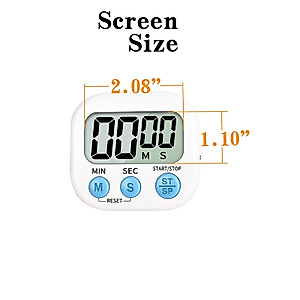 Timer for Kids,Oversized Display,Kitchen Timer Digital,Magnetic Back,Loud Ring,Stand for Cooking,Classroom,Bathroom,Teachers,Kids（White）