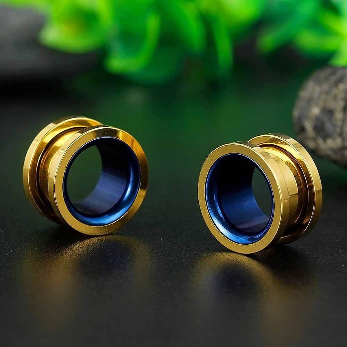 COOEAR Ear Gauges Screw Surgical Steel Plugs, Flesh Stretchers Earrings, Size 2g to 30mm Colorful Tunnels.