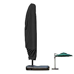 Patio Waterproof Cantilever Umbrella Cover for 9ft-13ft Mayhour Balck Dustproof,Rip,UV Water Resistant Outdoor Offset Banana Style Large Umbrella Protector with Zipper for Garden Yard Market 109in