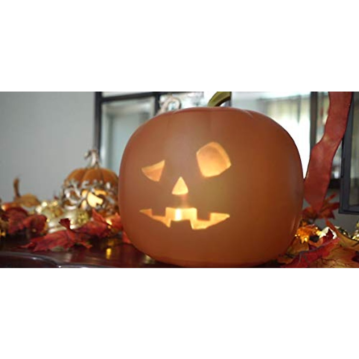 ANIMAT3D Jabberin Jack Talking Animated White Pumpkin with Built in Projector & Speaker Plug'n Play