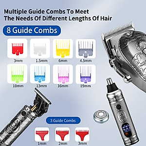 Lanumi Hair Clippers for Men Cordless Hair Trimmer Beard Trimmer/Nose Trimmer Professional T-Blade Trimmer USB Rechargeable Hair Cutting Grooming Kit Barber Clippers Set LED Display