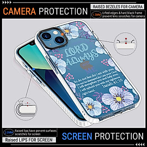 TRFAEE Compatible with iPhone 14 Plus Case,Shockproof Anti-Scratch Clear Transparent TPU Bumper Protective Phone Case Cover Women Cute Floral Bible Verse Quotes Designed for iPhone 14 Plus 6.7 Inch