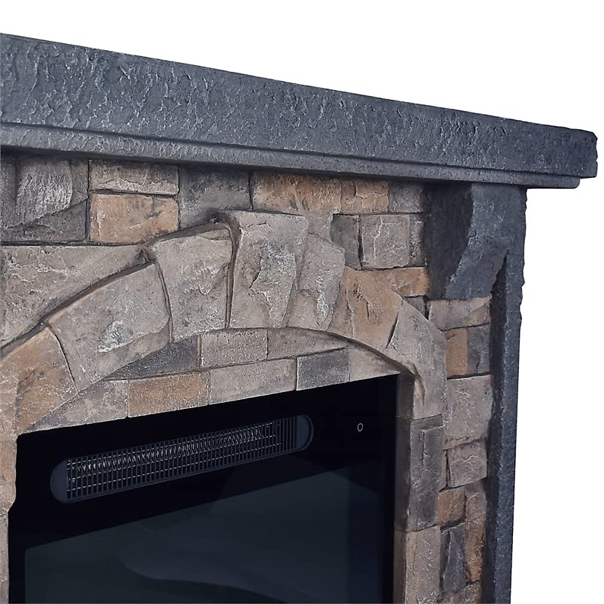 LIVILAND 45-Inch Freestanding Electric Fireplace with Faux Stone Mantel - Gray