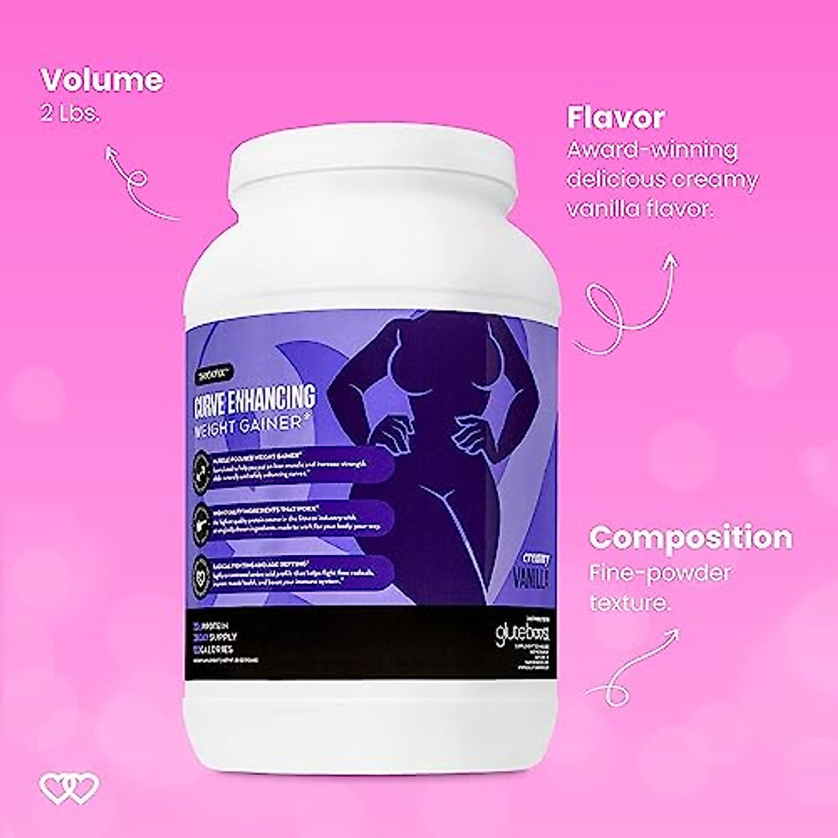 Gluteboost ThickFix Curve Enhancing Weight Gainer Shake - Grass-Fed Whey Protein Powder with Amino Acids - Increase Curves and Muscle Mass - Volumizer Supplement for Women - Creamy Vanilla