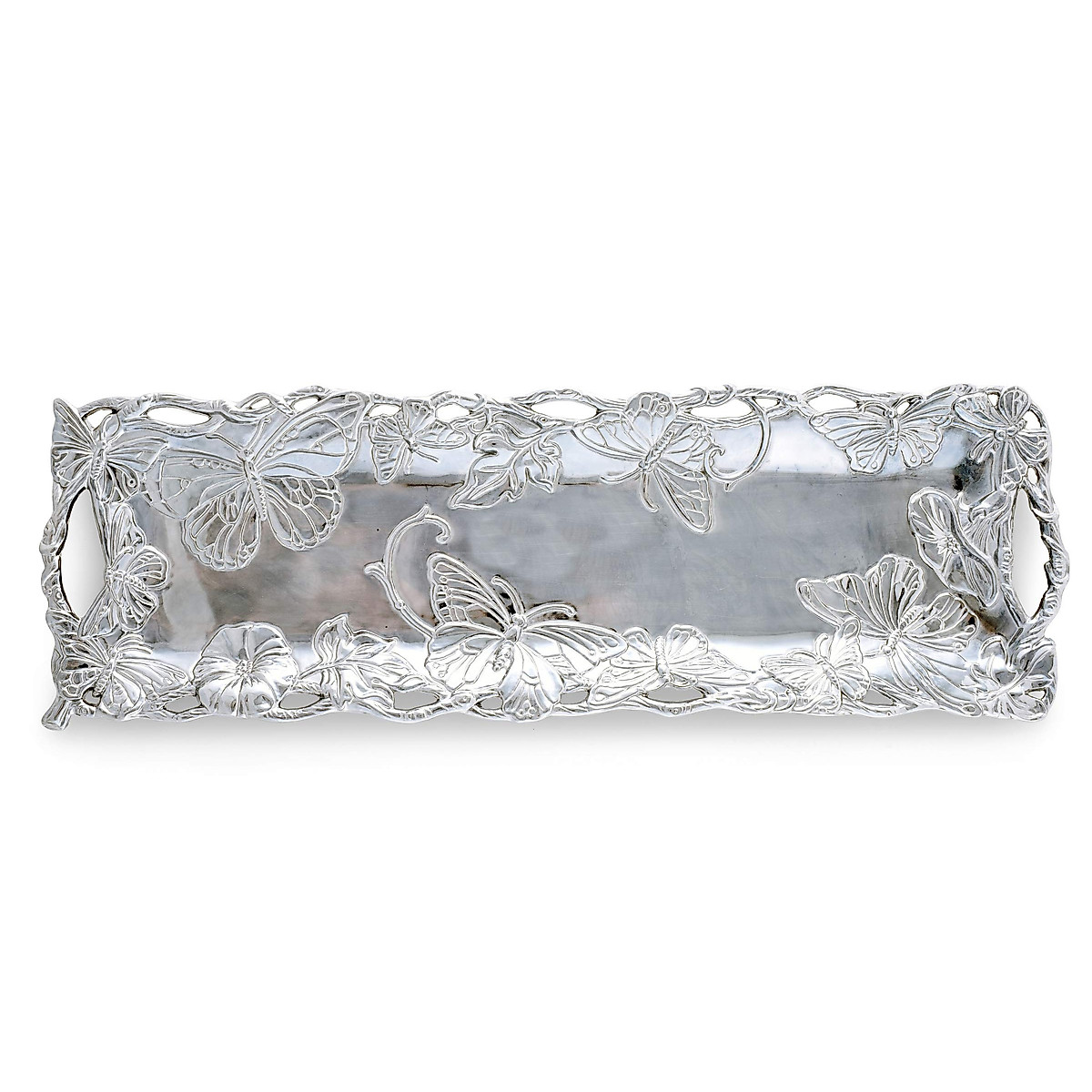 Arthur Court Designs Aluminum Butterfly Oblong Tray 18.5 inch x 6 inch