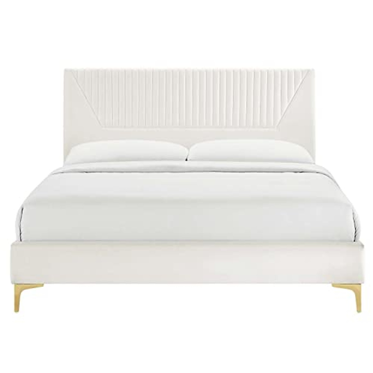 Modway Yasmine Channel Tufted Performance Velvet Full Platform Bed in White